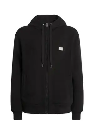 Dolce & Gabbana Logo Plaque Zip-up Hoodie - Black