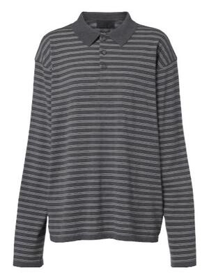NILI LOTAN Striped Cotton Jersey Polo Shirt - Grey