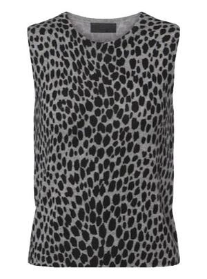 NILI LOTAN Nessa Leopard-print Cashmere Top - Grey