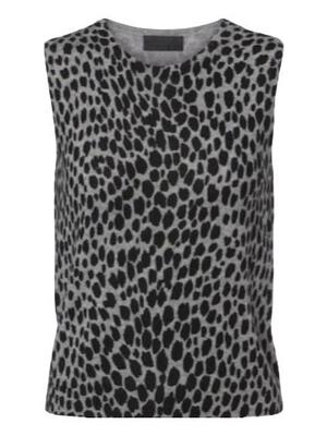 NILI LOTAN Nessa Leopard-print Cashmere Top - Grey