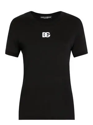 Dolce & Gabbana Dg Logo-embroidered Jersey T-shirt - Black