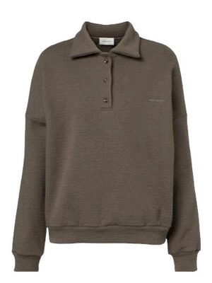 Magda Butrym Cotton-blend Fleece Polo Sweater - Grey