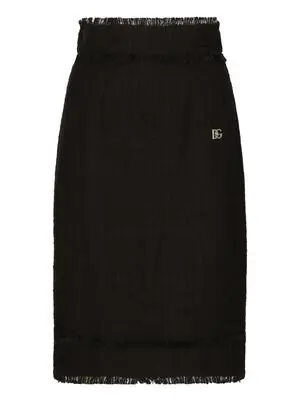 Dolce & Gabbana Tweed Midi Skirt - Black