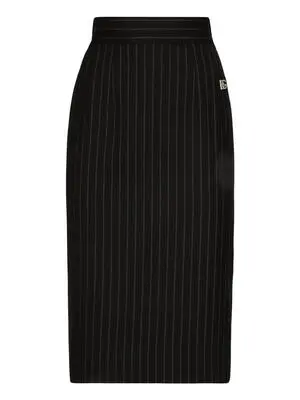 DOLCE & GABBANA Dolce & Gabbana Virgin Wool-Blend Pinstripe Midi Skirt