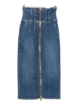 Elisabetta Franchi High-waisted Zip-fastening Pencil Midi Skirt - Blue