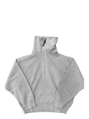 Brunello Cucinelli Long-sleeve Knit Top With High Neck And Zip Closure - Gray