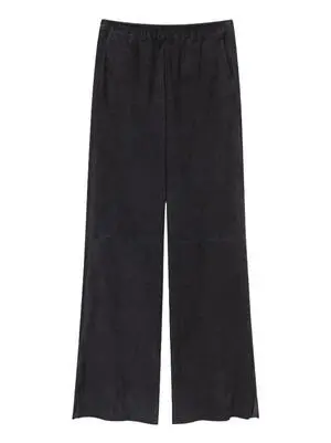 FORTE_FORTE Suede Wide Leg Trousers - Black
