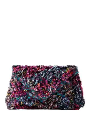 Dries Van Noten Multicolor Ruffled Clutch Bag - Purple/blue