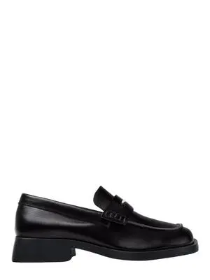 Camper Leather Moccasins With Square Toe And Block Heel - Black