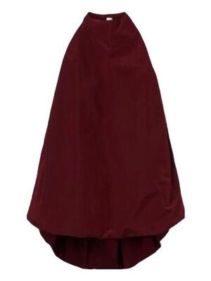 Magda Butrym Cotton And Silk Velvet Halterneck Top - Wine Red