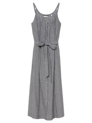 DÔEN The Nevita Gingham Organic Cotton Voile Maxi Dress - Noir