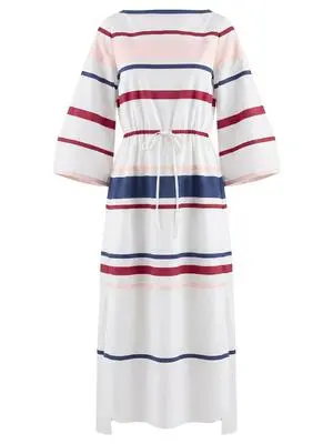 Rosie Assoulin Striped Cotton Poplin Caftan Dress - White Multi