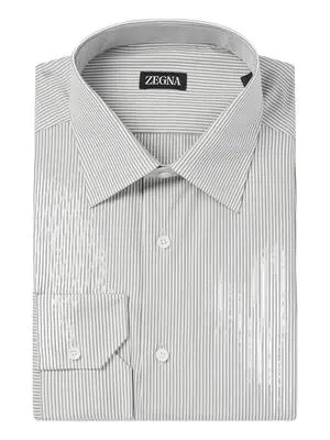 Zegna Trofeo Stripped Cotton-poplin Shirt - Blue