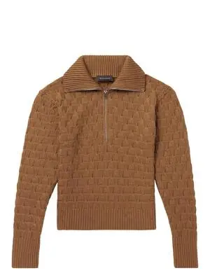WALES BONNER Wool Half-zip Sweater - Brown