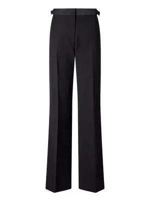 WALES BONNER Wool-twill Flared Pants With Satin Trim - Black
