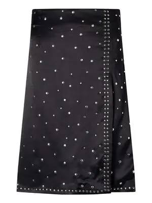 WALES BONNER Cosmic Embellished Satin Midi Skirt - Black