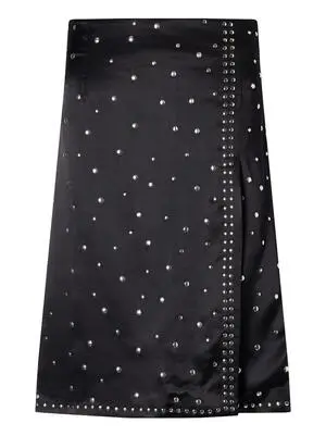WALES BONNER Embellished Satin Midi Skirt - Black