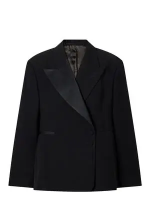 WALES BONNER Gallery Satin-trimmed Wool-twill Jacket - Black