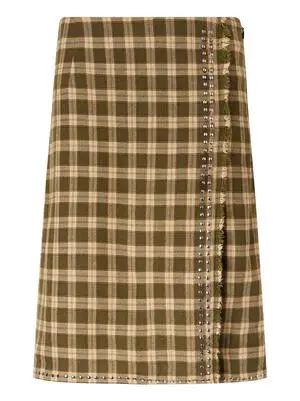WALES BONNER Cosmic Checked Flannel Mini Skirt - Brown