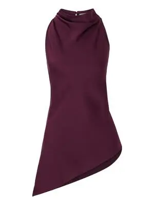 Veronica Beard Radford Crepe Satin Blouse - Burgundy