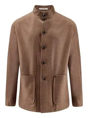 Tagliatore Mandarin Collar Blazer In Loro Piana Fabric - Brown