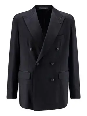Tagliatore Doublebreasted Stretch Virgin Wool Blazer - Black