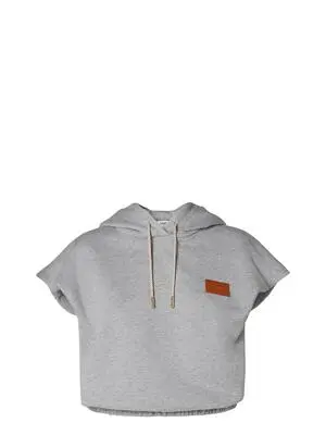 Fendi Cropped Sleeveless Hooded Sweatshirt - Grey