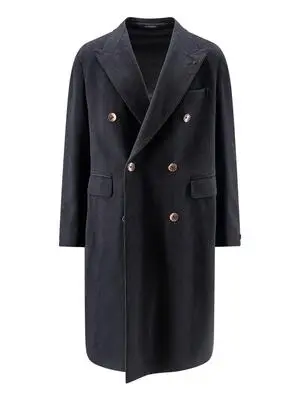Tagliatore Unlined Virgin Wool And Cashmere Coat With Peak Lapel - Grey