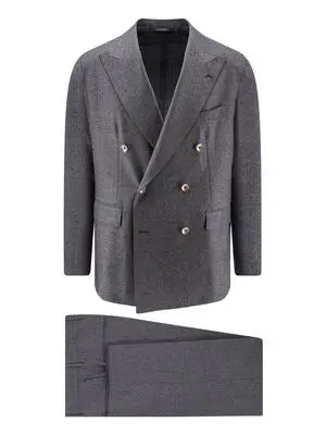 Tagliatore Doublebreasted Stretch Virgin Wool Suit - Grey