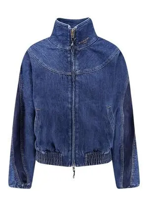 Givenchy Denim Jacket With Embroidered Lettering Logo - Blue