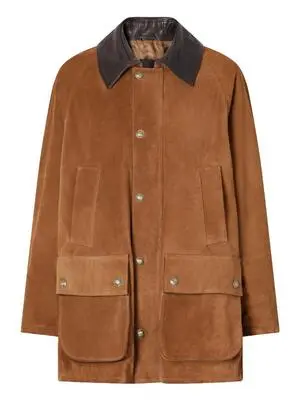 NILI LOTAN Kedem Suede Jacket With Leather Trim - Brown