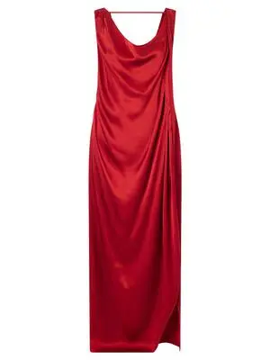 MAISON MARGIELA Draped Silk-blend Satin Maxi Dress - Red