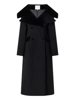 LIBEROWE Hourglass' Double-breasted Wool Coat With Velour Trim - Black