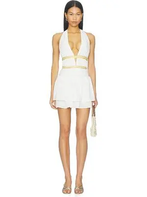 RUNAWAY THE LABEL Halter Plunge Mini Dress - White