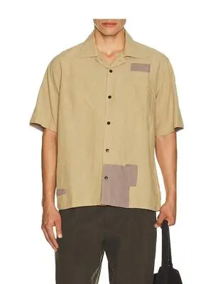 CORRIDOR Patchwork Short Sleeve Shirt In Cream - Natural