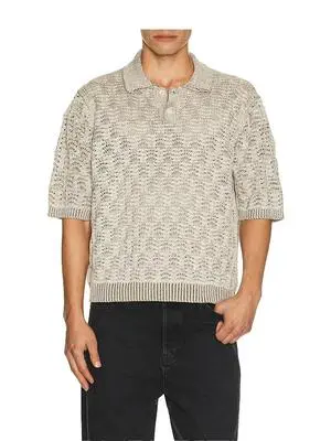 CORRIDOR Cable Lace Polo In Grey - Natural