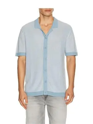VINTAGE SUMMER Sweater Knit Shirt In Blue - Denim