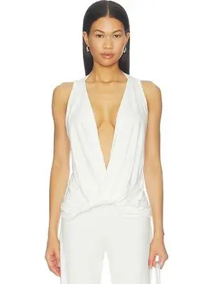 1XBLUE Twist Front Sleeveless Top - White