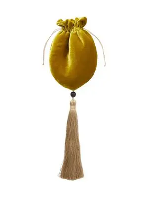 Le Sundial Lee' Velvet Clutch With Tassel Detail - Chartreuse