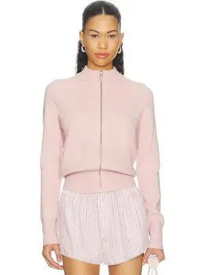 With Jéan Penelope Zip-up Ribbed Knit Sweater - Pink