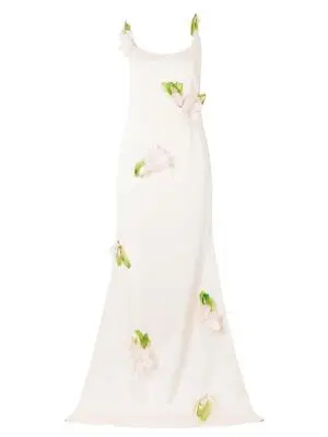 ILKYAZ OZEL Mellow" Floral Embellished Satin Gown - Pink