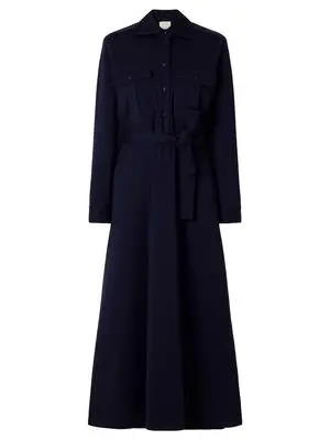 Giuliva Heritage The Dora Wool-jersey Midi Dress - Navy