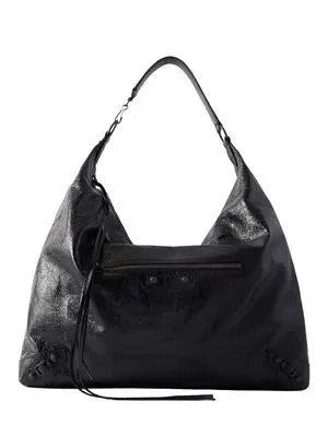 Balenciaga Le City Embellished Leather Shoulder Bag - Black
