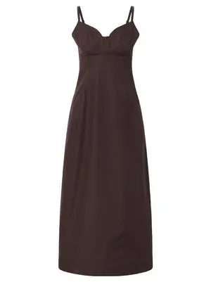 Co Bustier Cut" Cotton-poplin Midi Dress - Brown