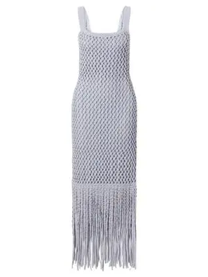 DIOTIMA Gala Bead-embellished Crocheted Maxi Dress - Beige