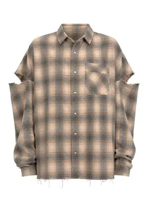 MYSIMPLICATED Fragmented Sleeves Shirt - Brown