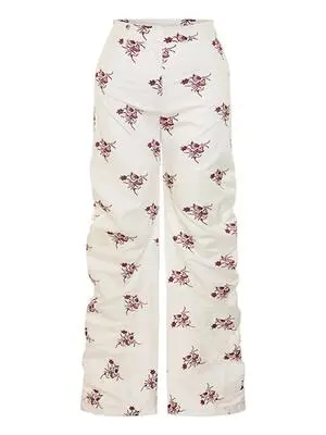 PCFG Embroidered High-waisted Wide-leg Pants - White