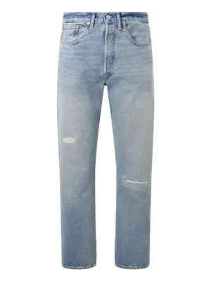 Ralph Lauren Straight-leg Logo Embroidered Distressed Jeans - Blue