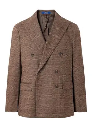 Polo Ralph Lauren Double-breasted Prince Of Wales Blazer - Brown