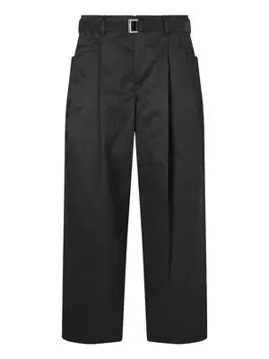 Sacai Wide-leg Cotton Chinos - Black